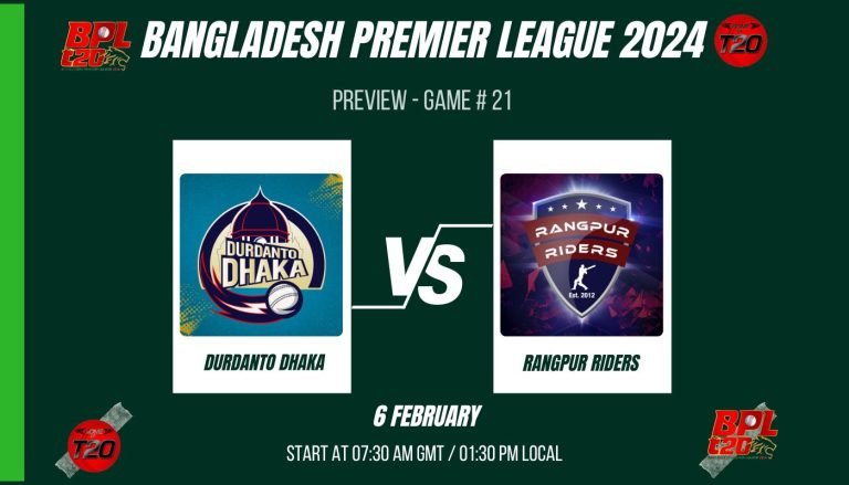 BPL 2024 Match 21, Durdanto Dhaka vs Rangpur Riders Preview, Pitch ...