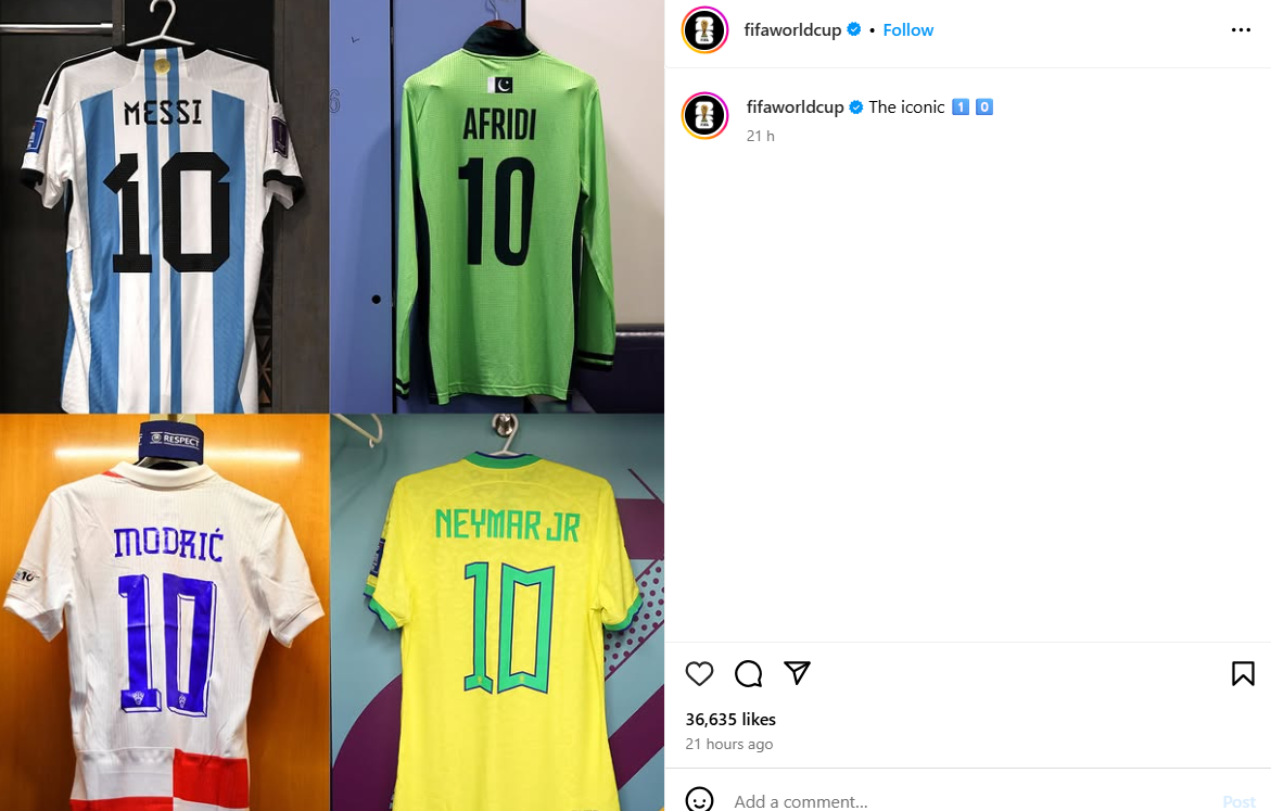 FIFA Honours Shaheen Shah Afridi Among Iconic Jersey Number 10 - Home ...